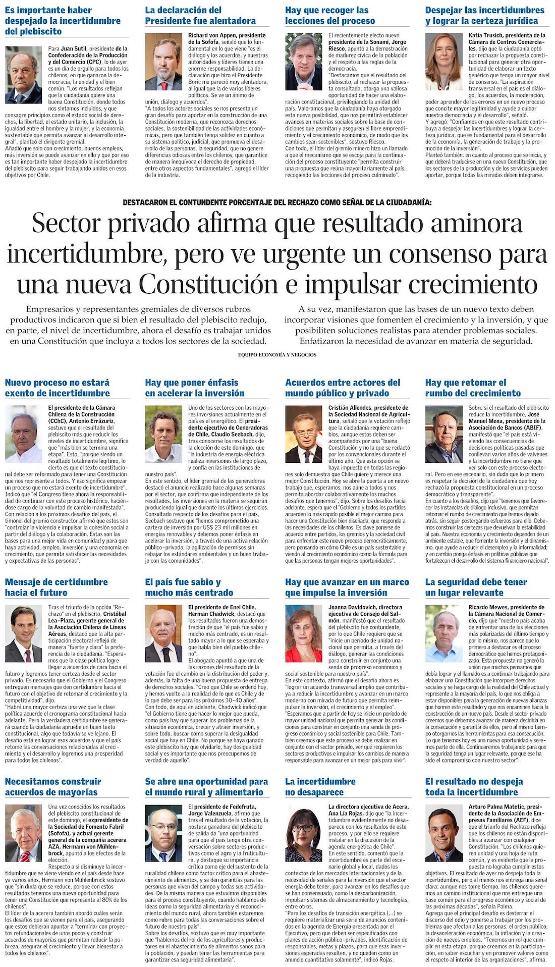 Sector privado afirma que resultado aminora incertidumbre, pero ve urgente un consenso para una ...