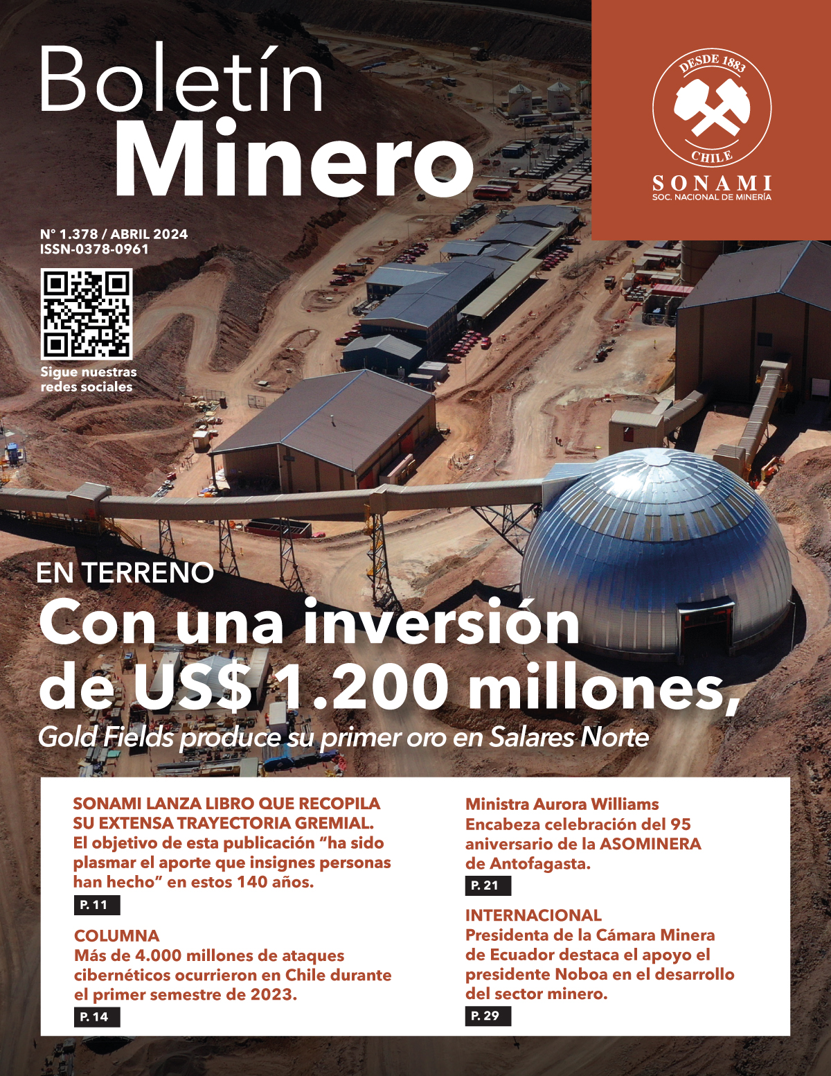 N°1378 abril 2024 - SONAMI :: Sociedad Nacional de Minería - Chile