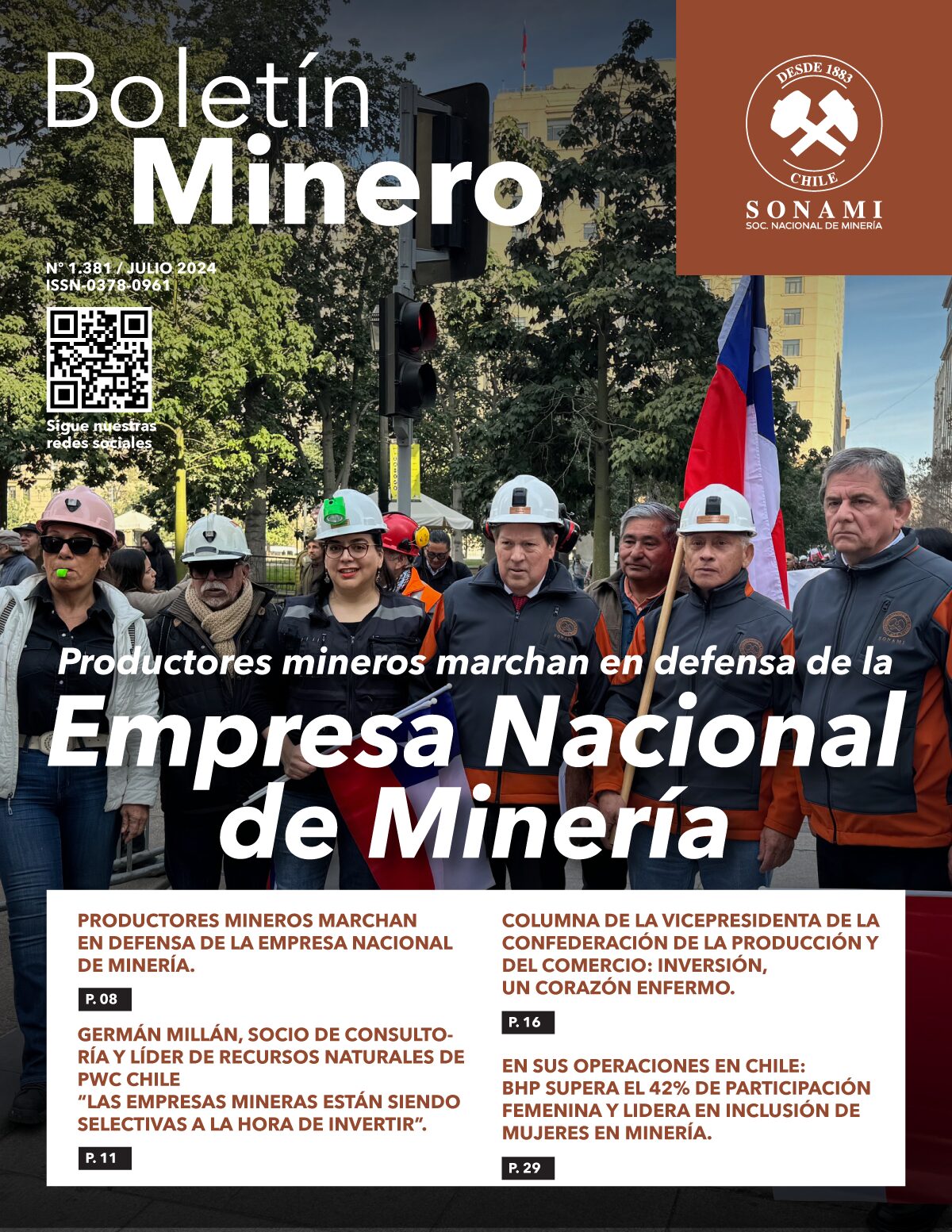 N°1381 julio 2024 - SONAMI :: Sociedad Nacional de Minería - Chile